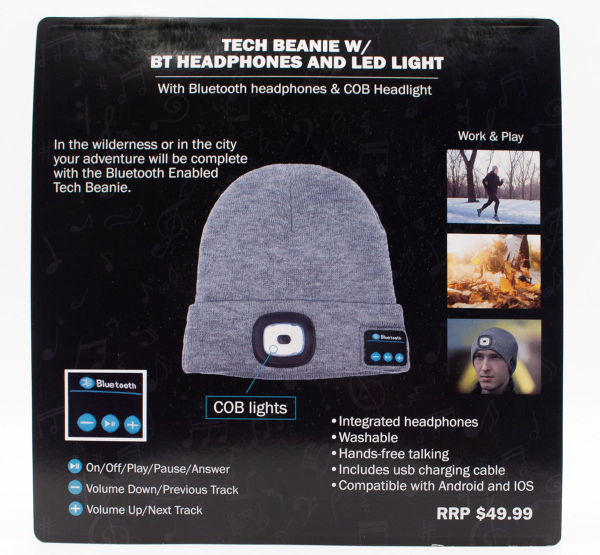 Tech Beanie w/BT Headphones and LED light – Workingdeals